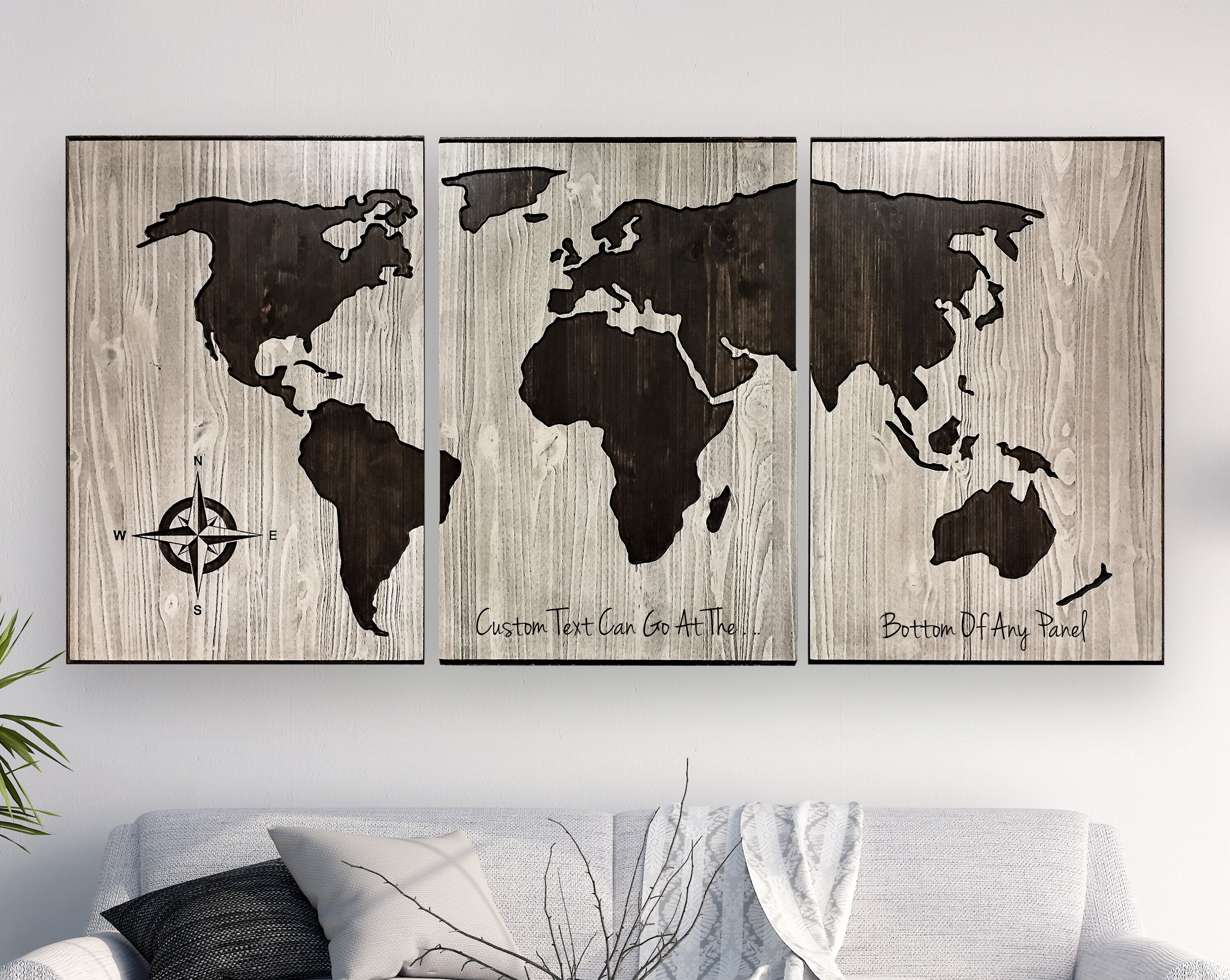 World Map Wood Wall Art Map of World Large Wooden | Etsy