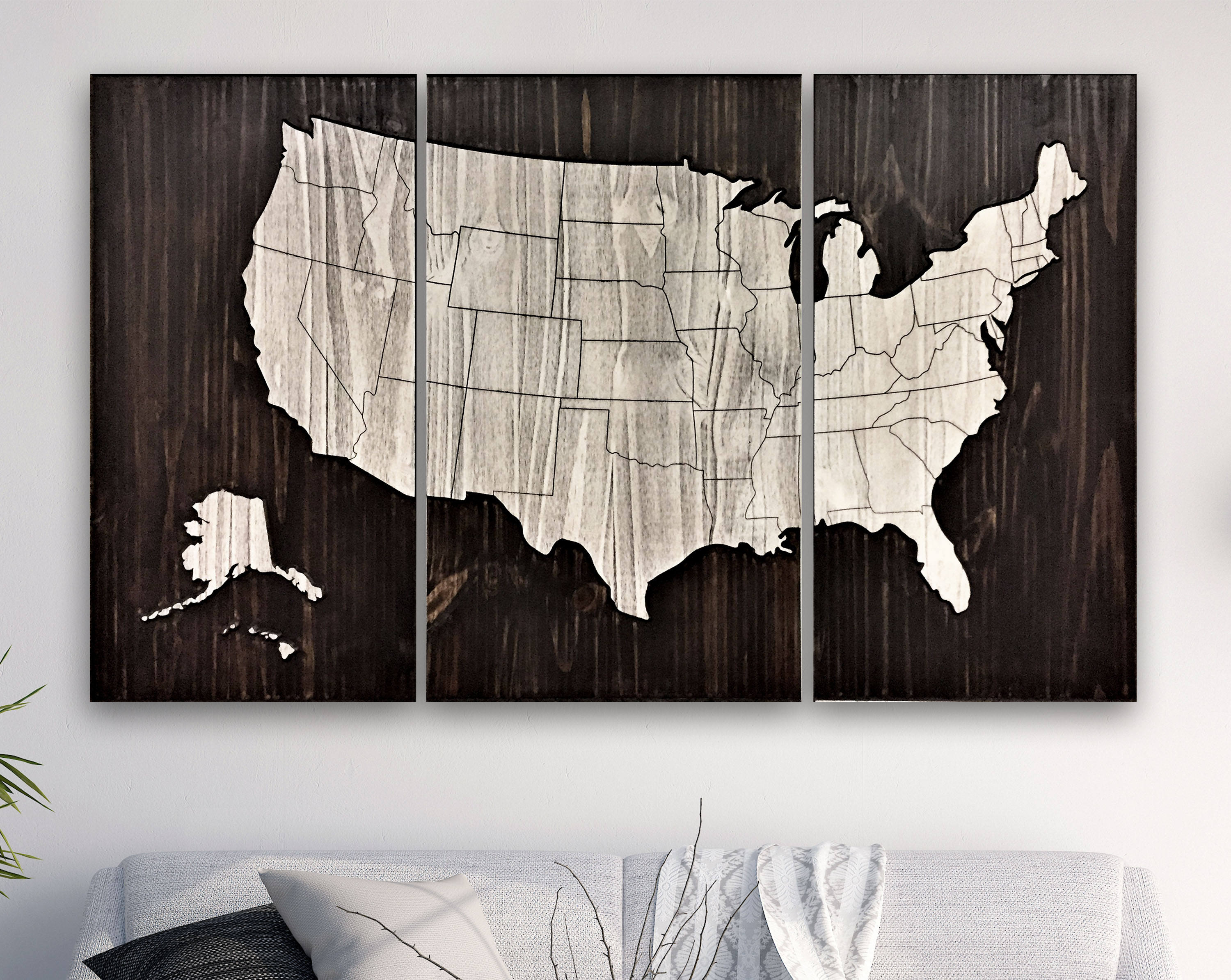 Map of United States US Map Art Carved 3D Wall Decor USA | Etsy