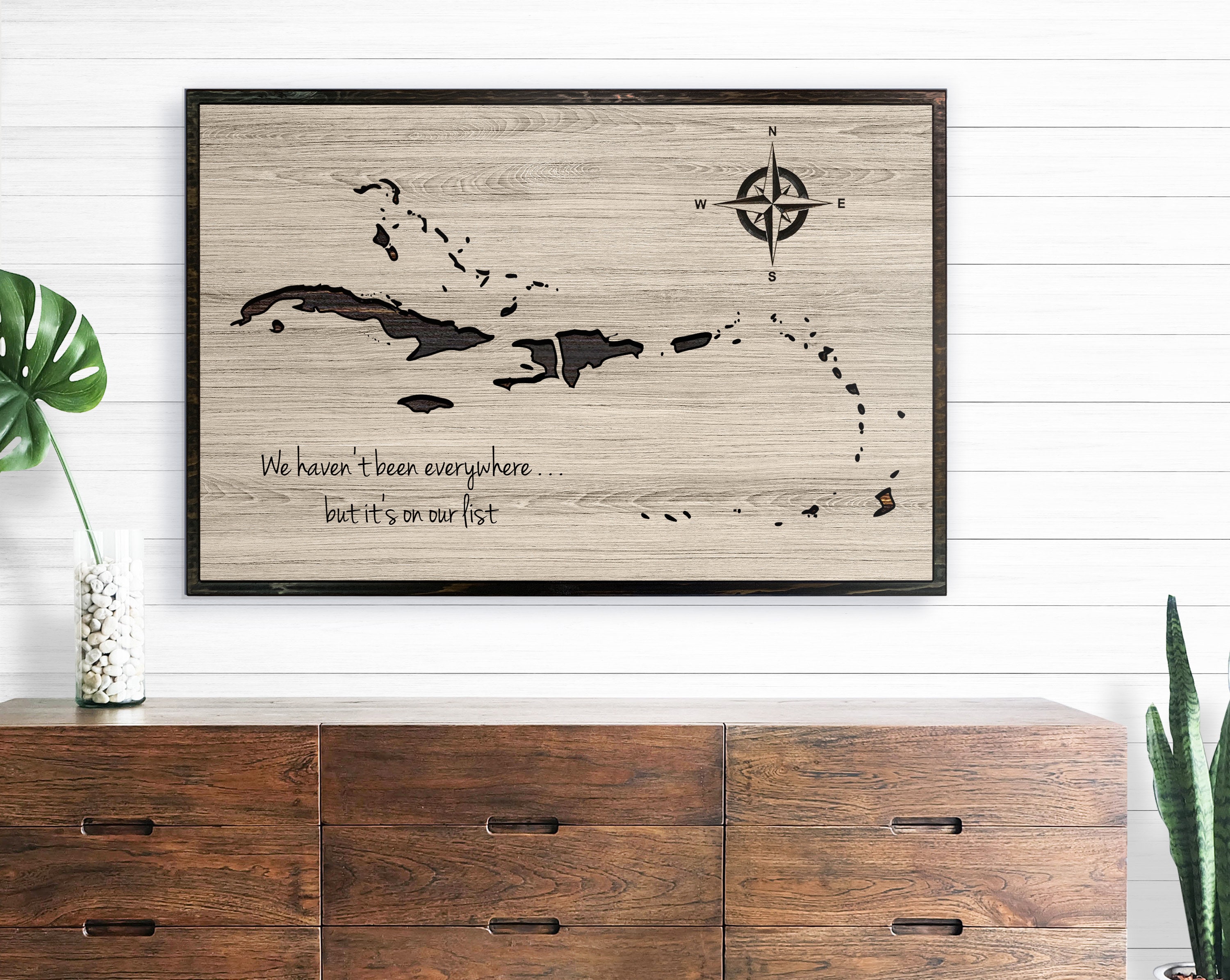 Caribbean Push Pin Map Map to Mark Travels to Islands - Etsy