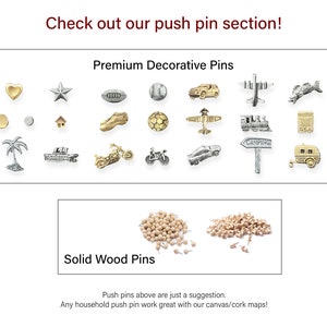 Push Pin World Map Wall Art - Framed Push Pin Map of the World ...