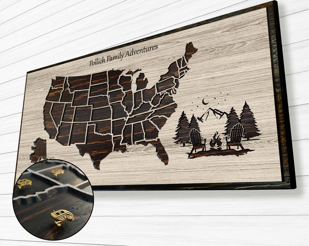 Push Pin US Camping Map - Mark Locations Using Push Pins - Custom ...