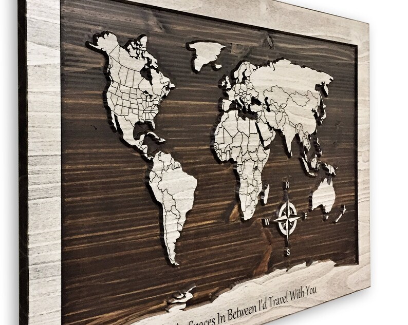 Carved World Map Anniversary Gift Gift for Wife Gift for | Etsy