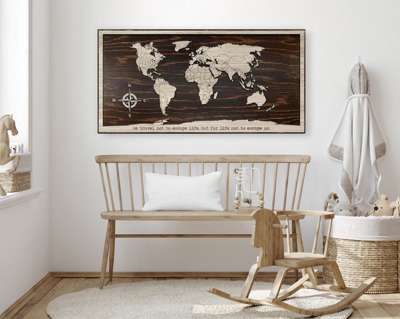 Adventure Decor World Map Travel Art World Map With Country - Etsy