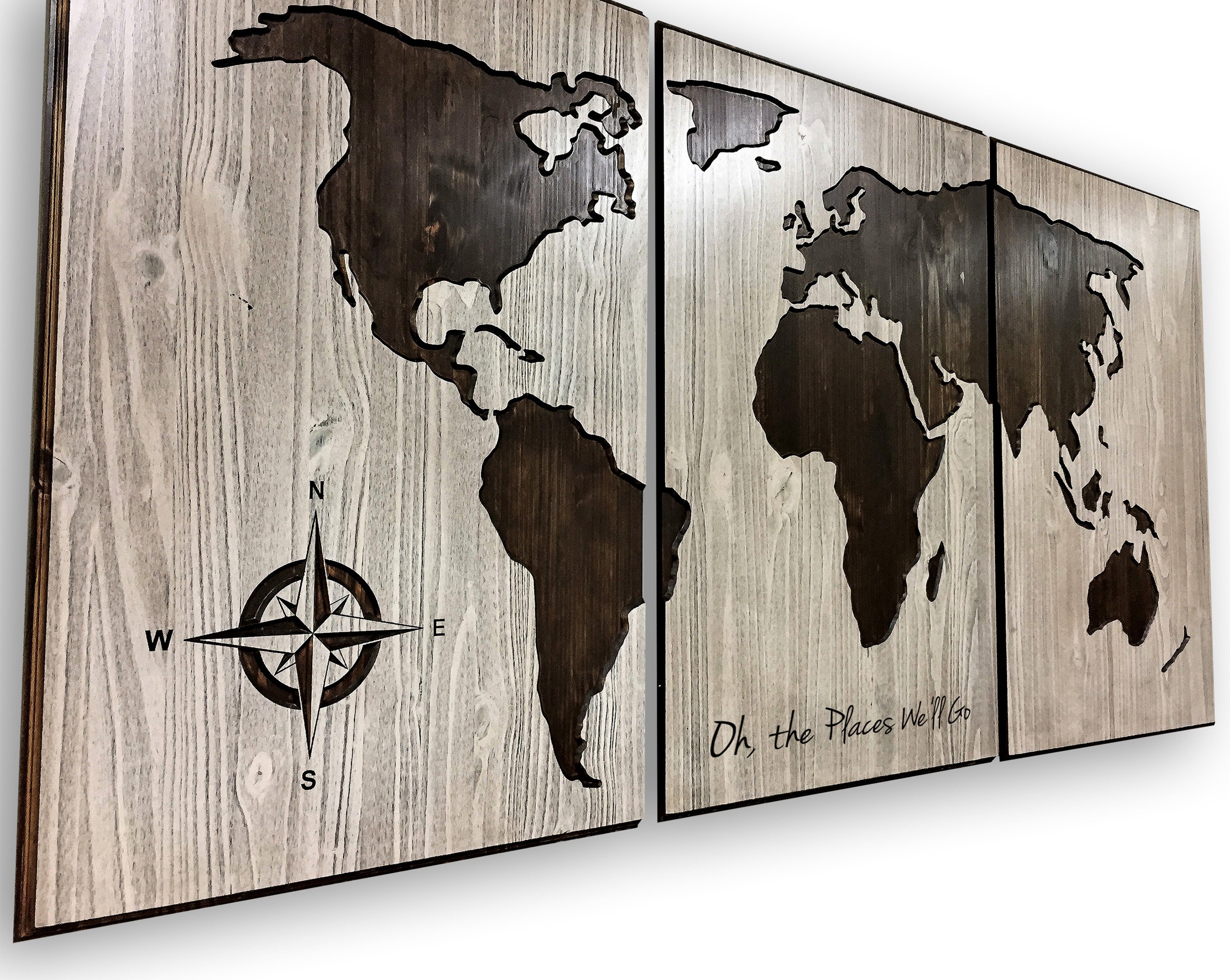 World Map Wood Wall Art Map of World Large Wooden | Etsy