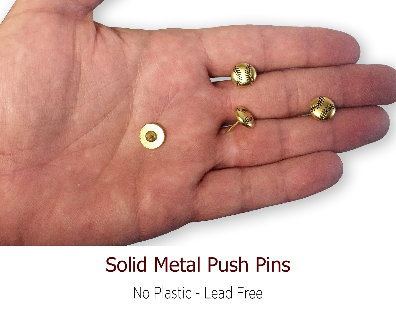 Antique Silver & Gold Baseball Push Pins, Unique Metal Sports Pushpin ...