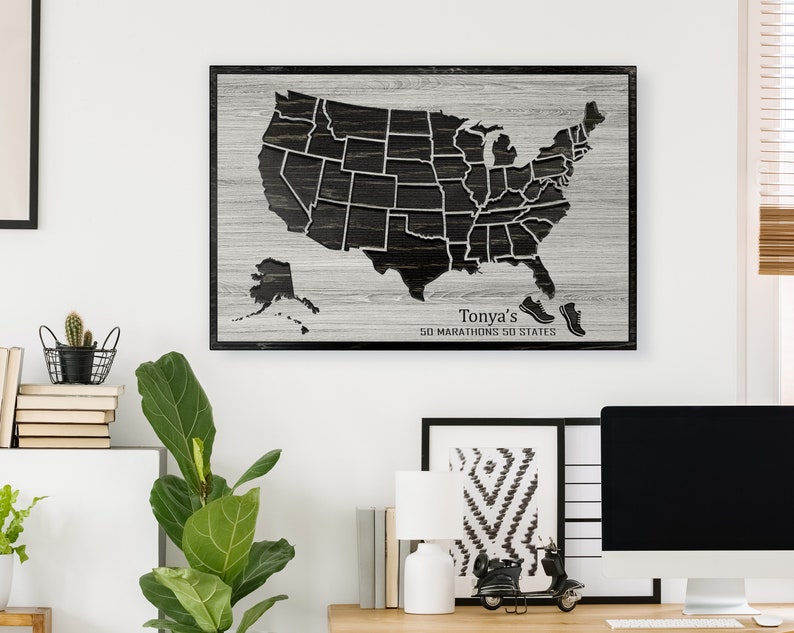 Running Map for Women, Custom US Map for Marathon and Half Marathon ...