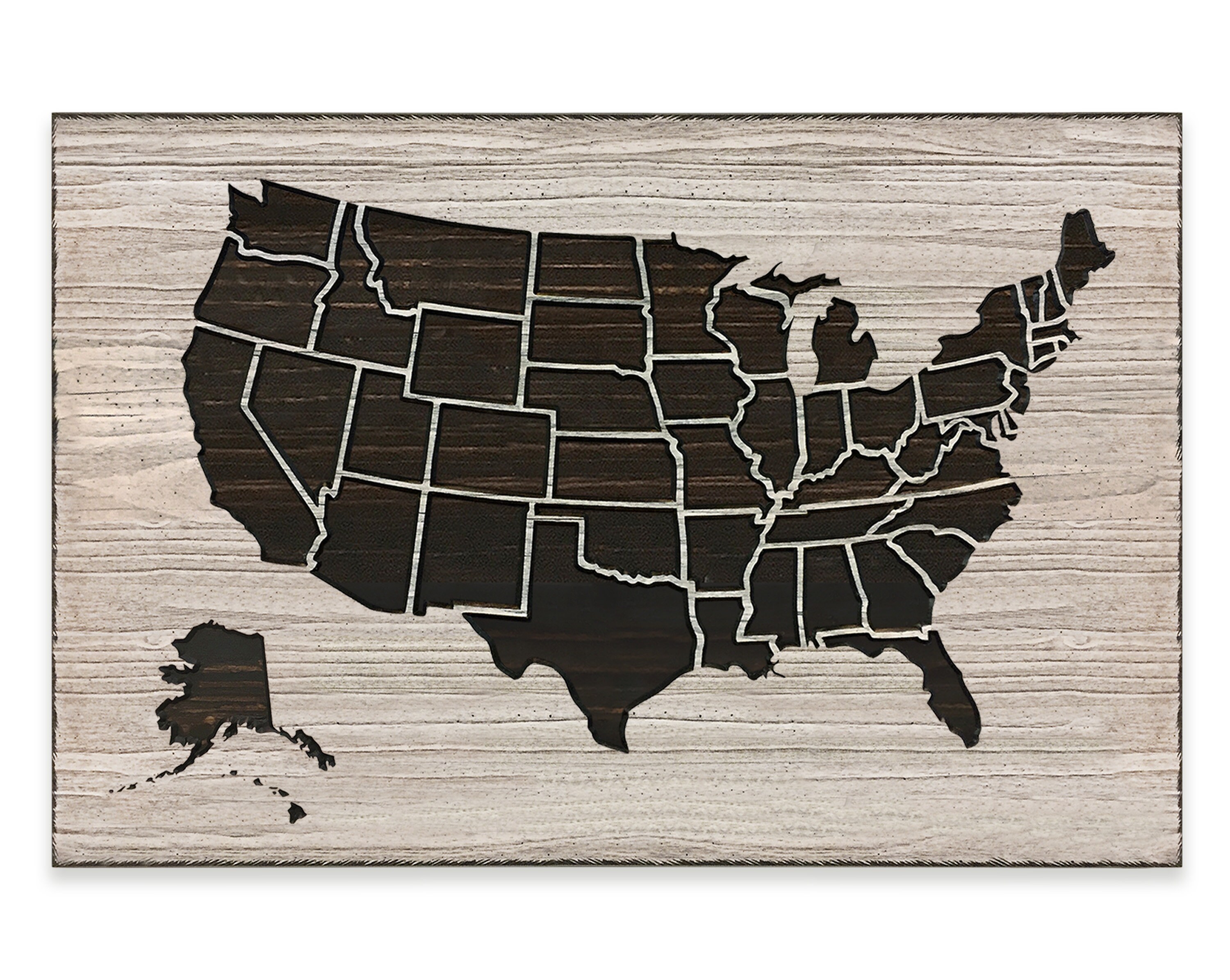 US Map wall art carved into solid wood to hang on wall in home | Etsy