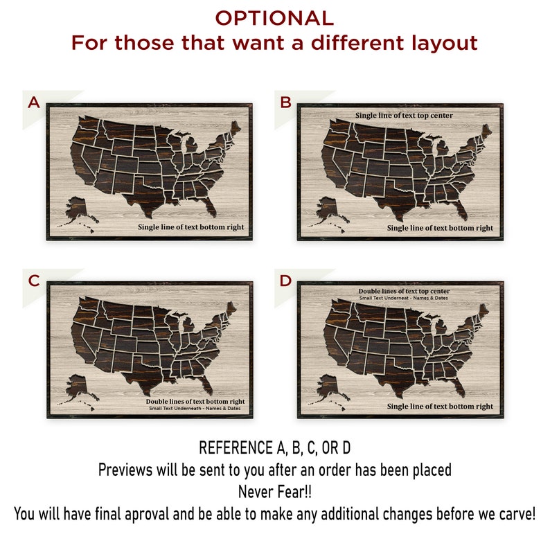 US Map for Push Pins - Carved Wood Map of the United States - Modern ...