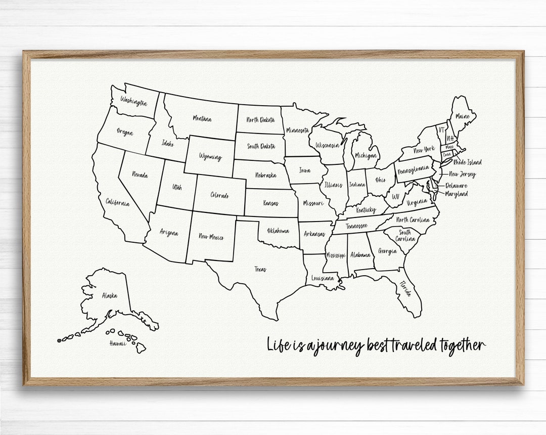 Push Pin Map USA Framed US Push Pin Map Personalized Text Wedding ...