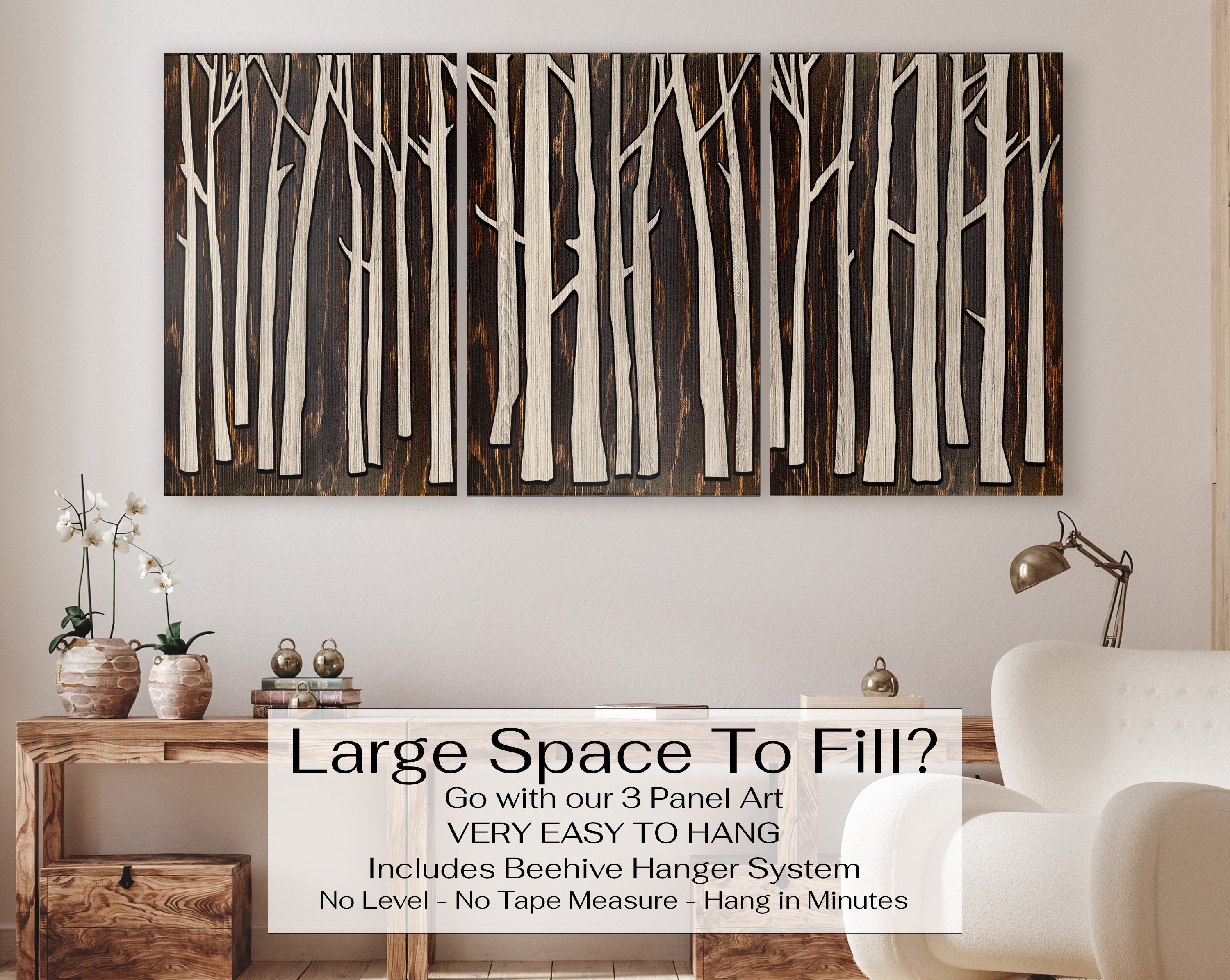 Wood Wall Art Birch Tree Nature Art Lightweight and Comes - Etsy