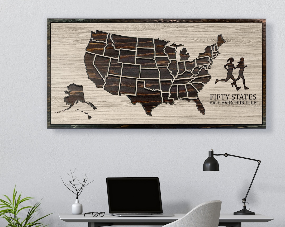 Running Map for Siblings, Art for Sister Athletes, Custom US Map for ...