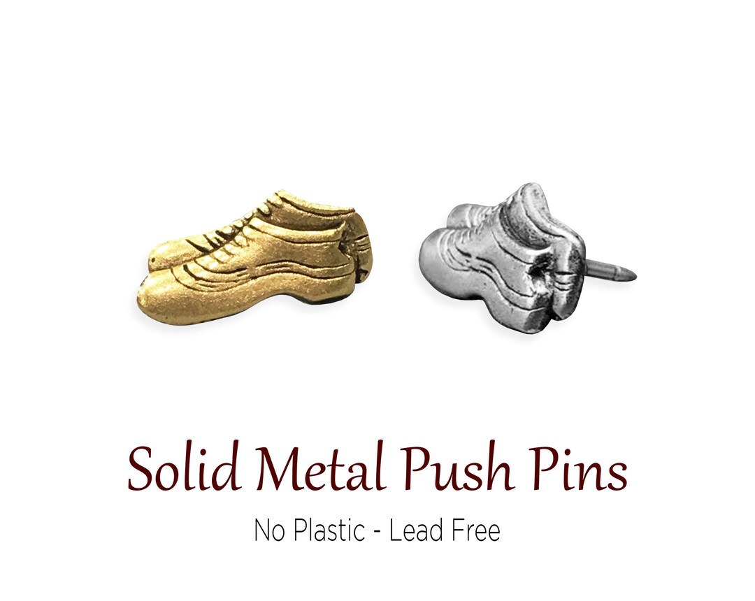 Silver & Gold Running Shoes Pushpin, Solid Metal No Plastic, Pins to ...