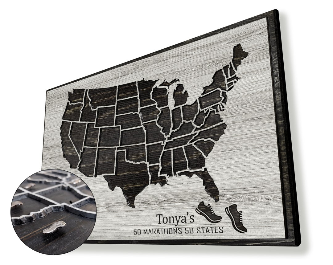 Running Map for Women, Custom US Map for Marathon and Half Marathon ...