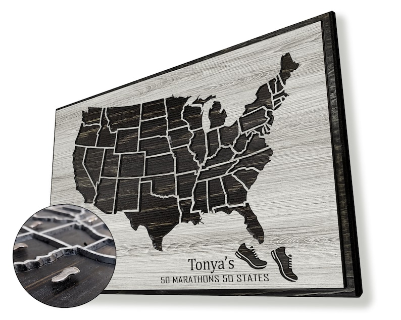 Running Map for Women, Custom US Map for Marathon and Half Marathon ...
