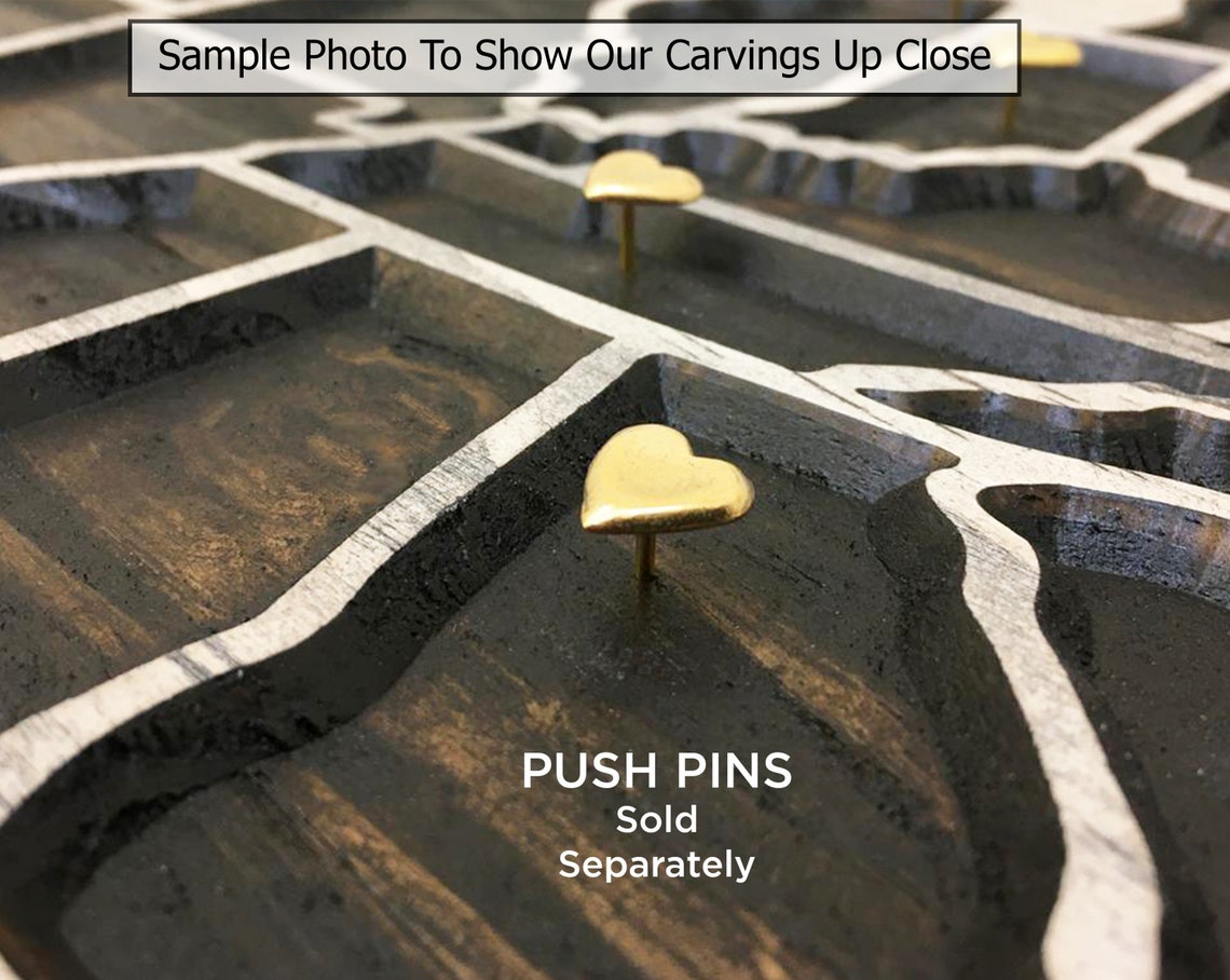 Canada Push Pin Map Carved Map of Canada to Mark Travels - Etsy