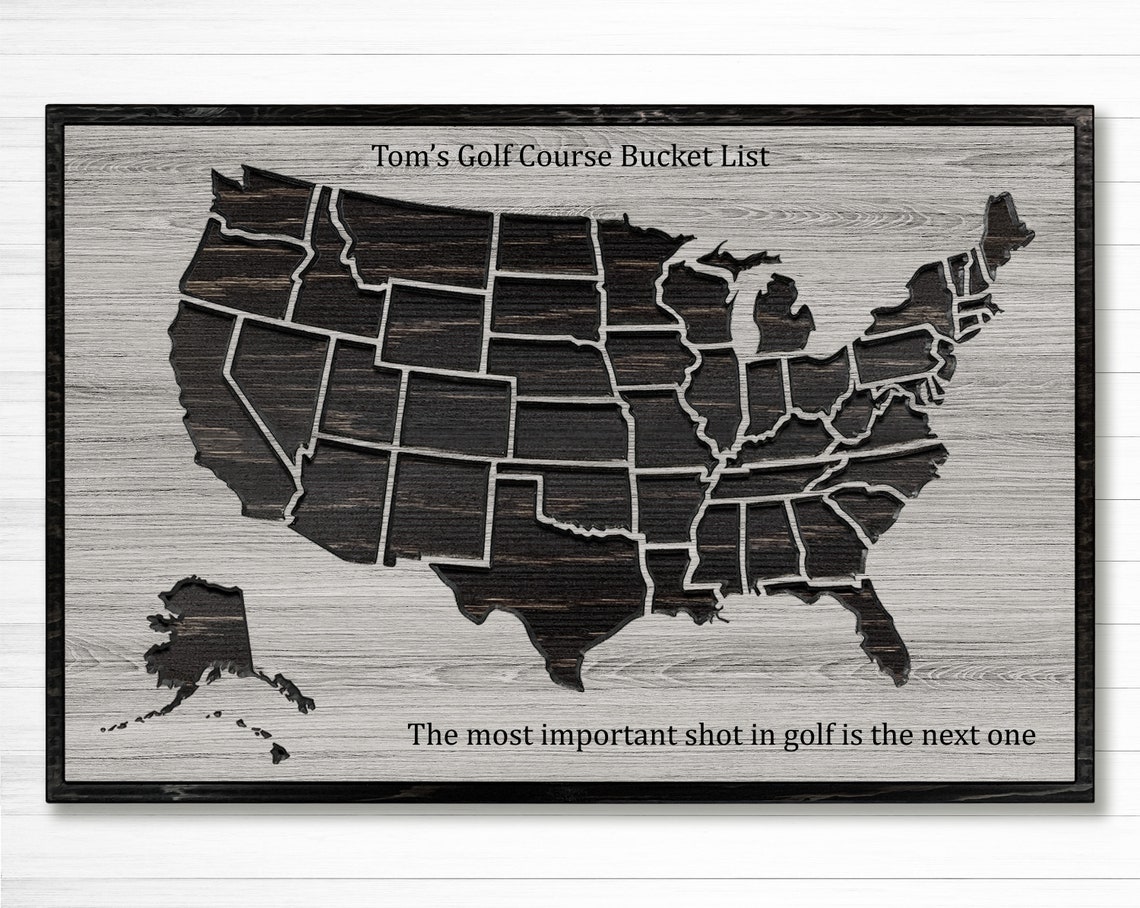 Golf Course Bucket List Map Golf Wall Art Push Pin Map | Etsy