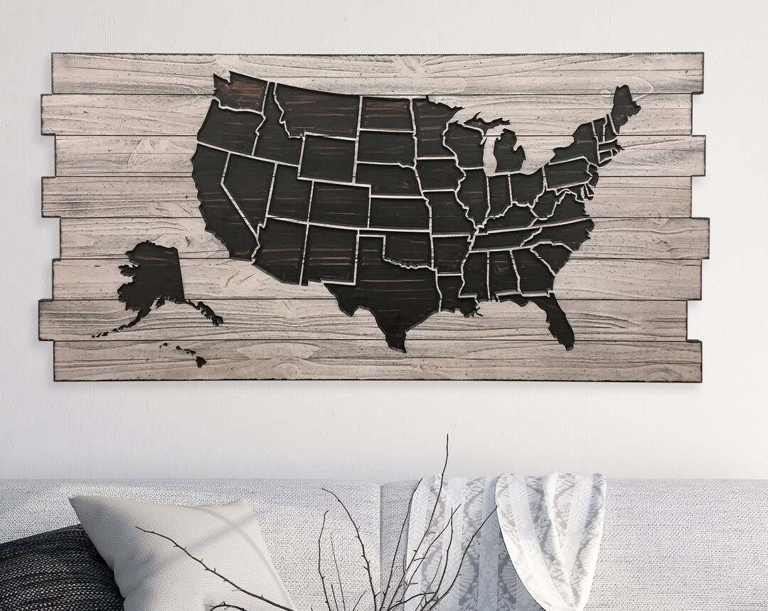 Pallet Style US Map, Wooden Map, Wood Wall Art, Customized, Home Wall ...