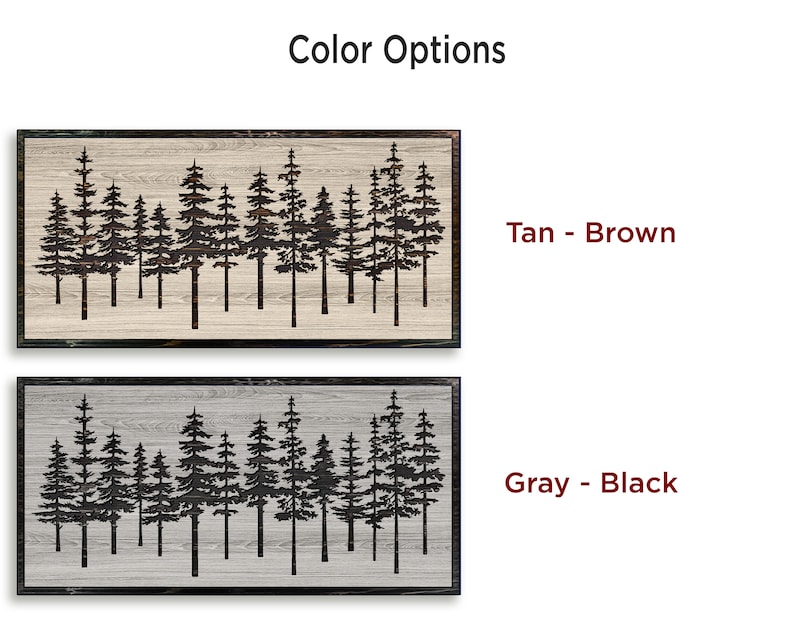 Carved Pine Tree Scene Art Evergreen Trees Mountain Art - Etsy