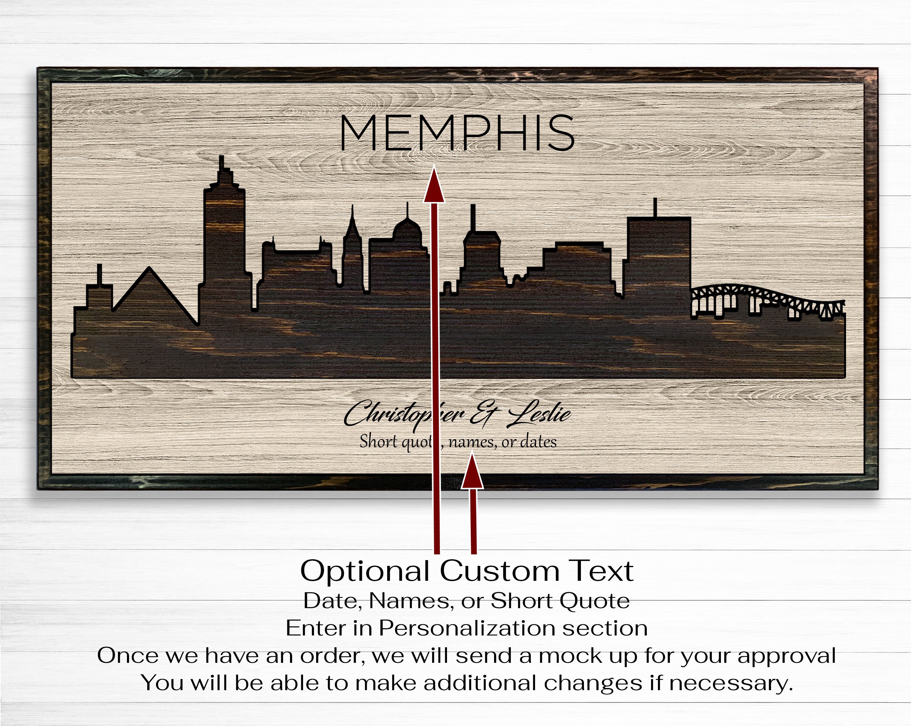 Carved Memphis Tennessee Skyline Wood Wall Art - Carved and Handcrafted ...