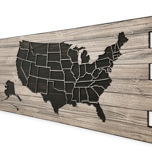 Pallet Style Map Woodworking US Map Carved Wooden Map | Etsy