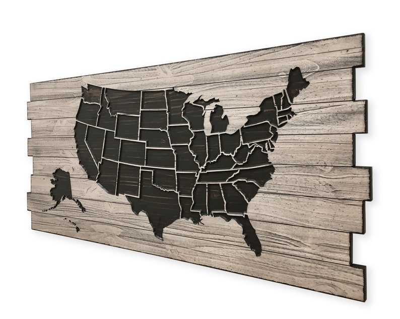 Pallet Style Map Woodworking US Map Carved Wooden Map | Etsy