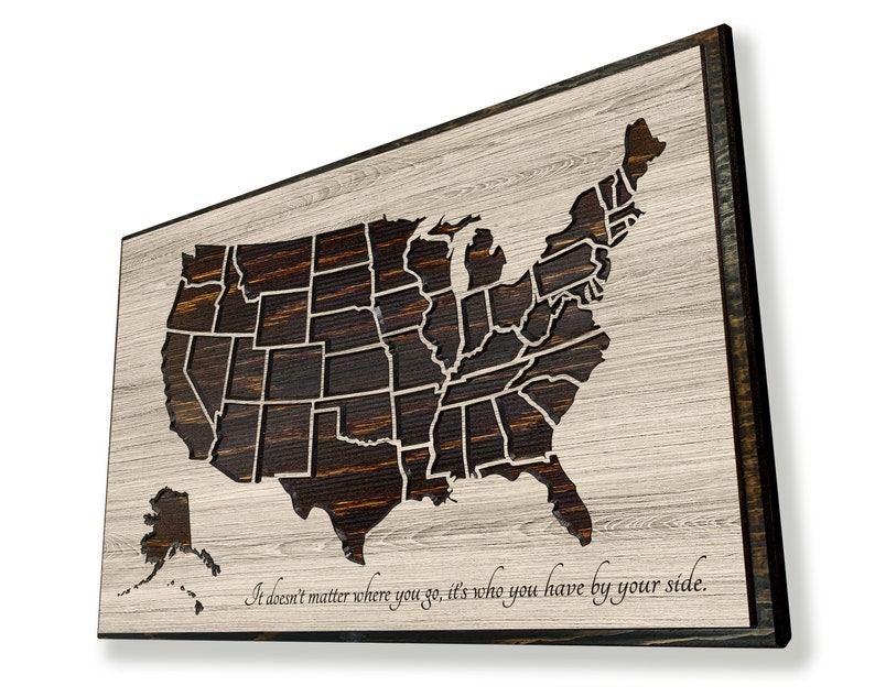 US Push Pin Map Carved Wooden Map US Travel Map Picture - Etsy