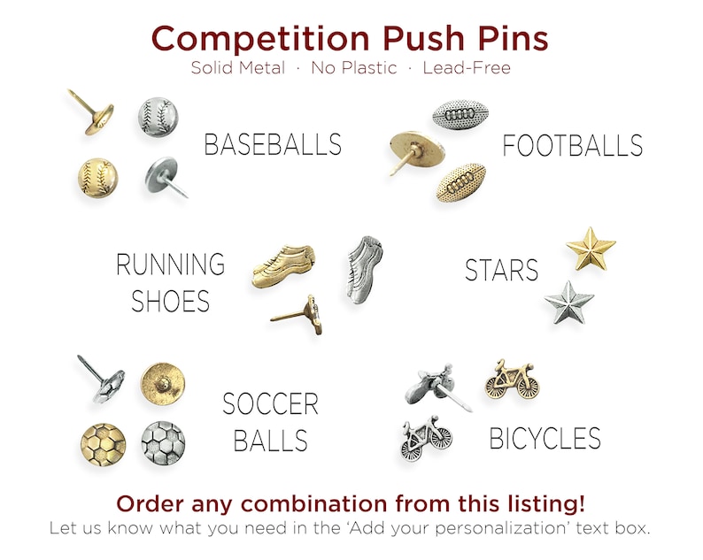 Variety Pick & Choose Travel Push Pins Solid Metal Map - Etsy