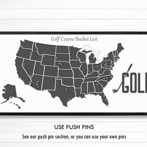 Golf Bucket List Push Pin US Map - Golf Course Map - Map for Golfers to ...