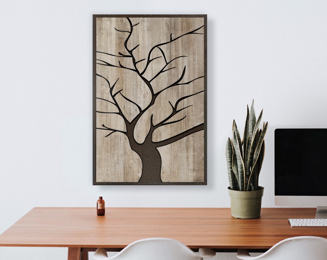 Carved Tree Wood Wall Art, Home & Office Wall Decor, Branch Art, Unique ...