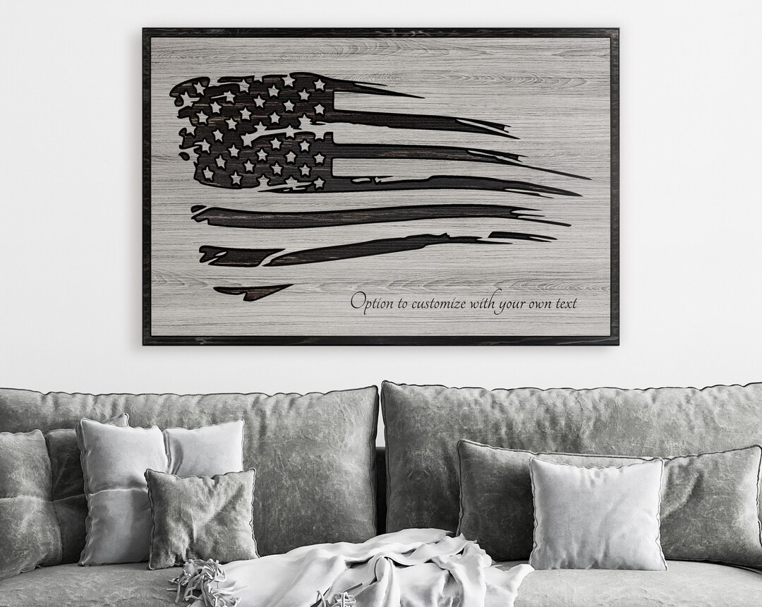 Carved Wood American Flag Wall Art - Shredded Flag - Wood Wall Art ...
