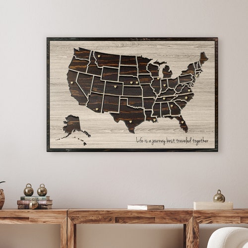 Push Pin Map Map to Mark Travels Travel Log Wood or Canvas | Etsy