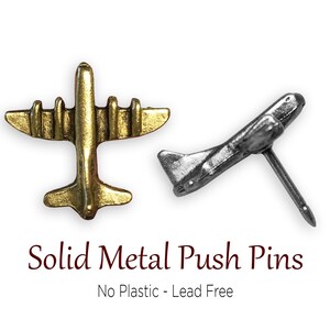 Silver & Gold Airplane Push Pins, Plane Pushpin, Howdy Owl Maps to ...