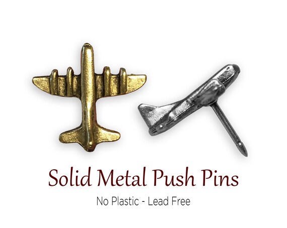 Silver & Gold Airplane Push Pins Plane Pushpin Howdy Owl | Etsy