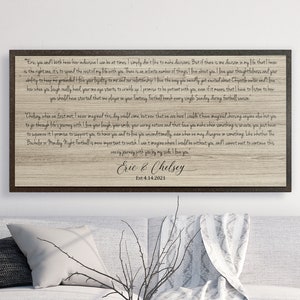Wedding Vow Sign, Custom Wedding Vow Art, Anniversary Gift, Husband ...