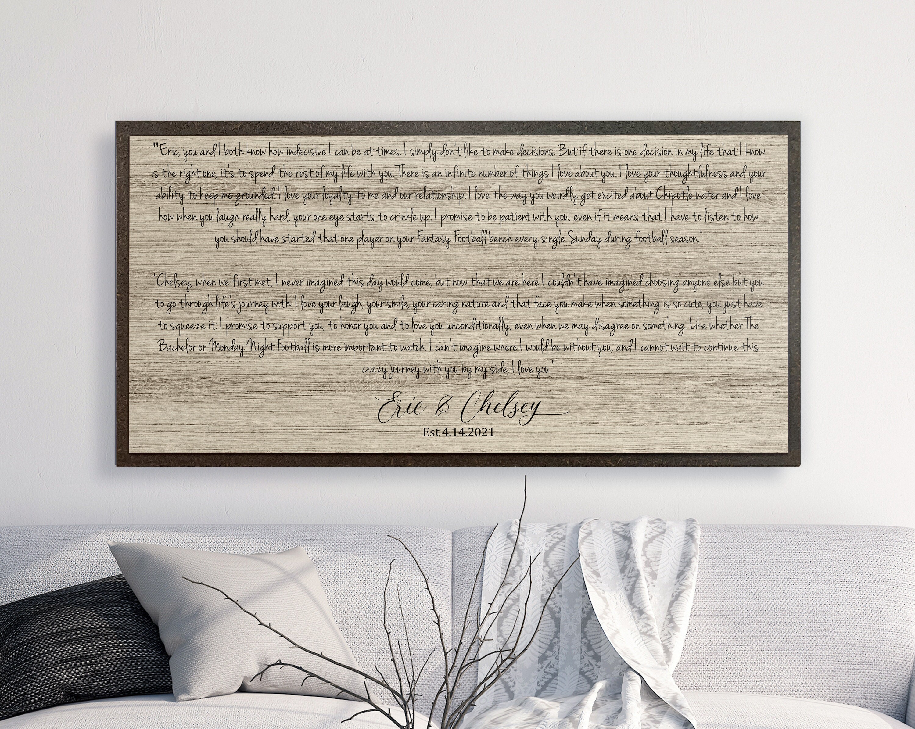 Wedding Vow Sign, Custom Wedding Vow Art, Anniversary Gift, Husband ...