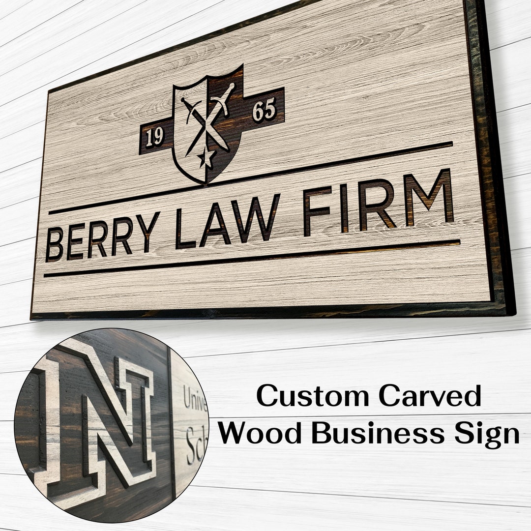 Carved Custom Wood Business Sign - Your Company Logo - Office Wall Art ...