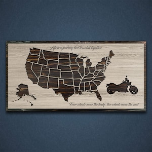 Motorcycle Road Trip Map Picture, Push Pin Map, US Map to Track Travels ...