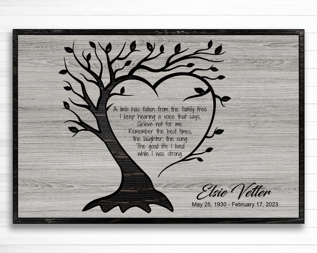 Memorial Sign for a Loved One - Family of Tree Custom Quote Sign ...