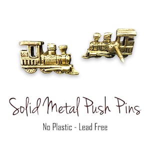 Gold Train Push Pins, Golden Locomotive Pushpin, Antique Style, Solid ...