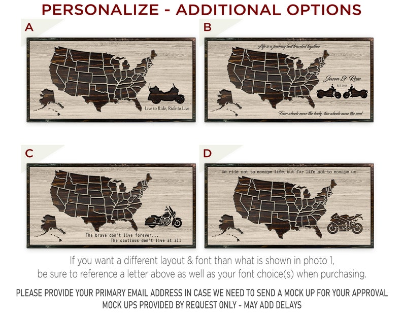 Motorcycle Road Trip Map Push Pin Map US Map to Track | Etsy