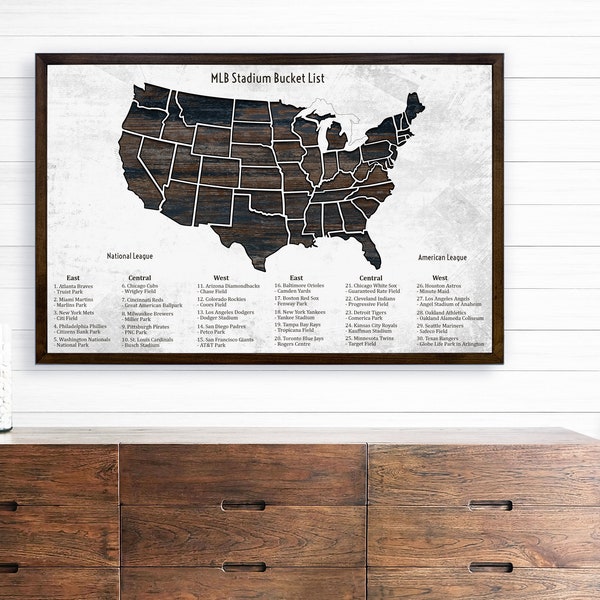 Baseball Stadium Bucketlist Map - Etsy