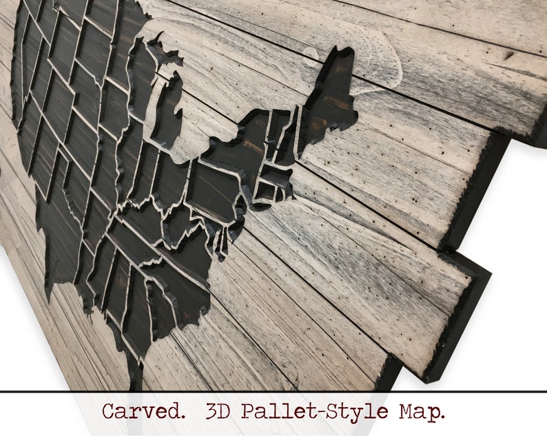 Pallet Style Map Woodworking US Map Carved Wooden Map | Etsy