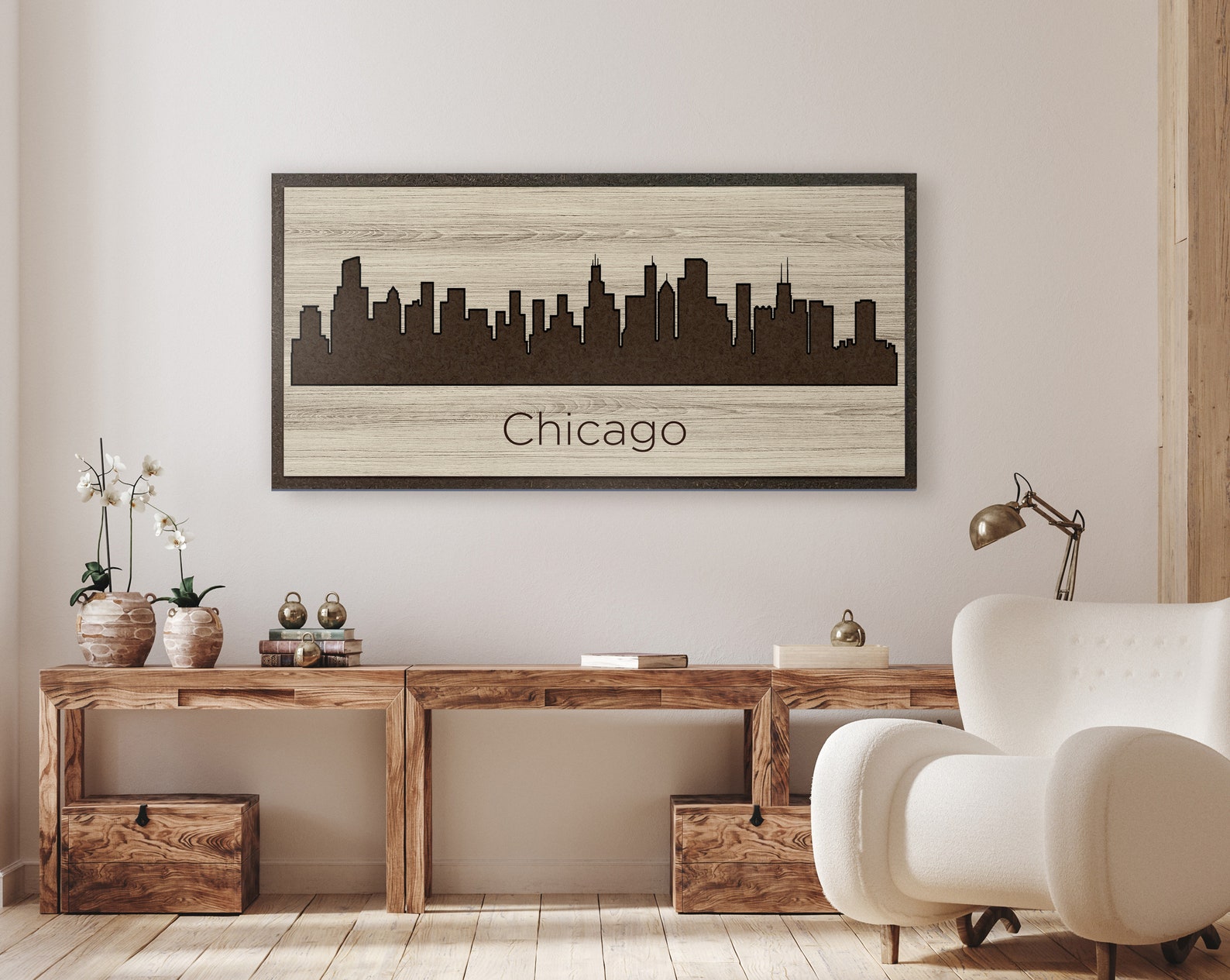 Chicago Illinois Skyline Wood Wall Art Home Wall Decor Carved - Etsy