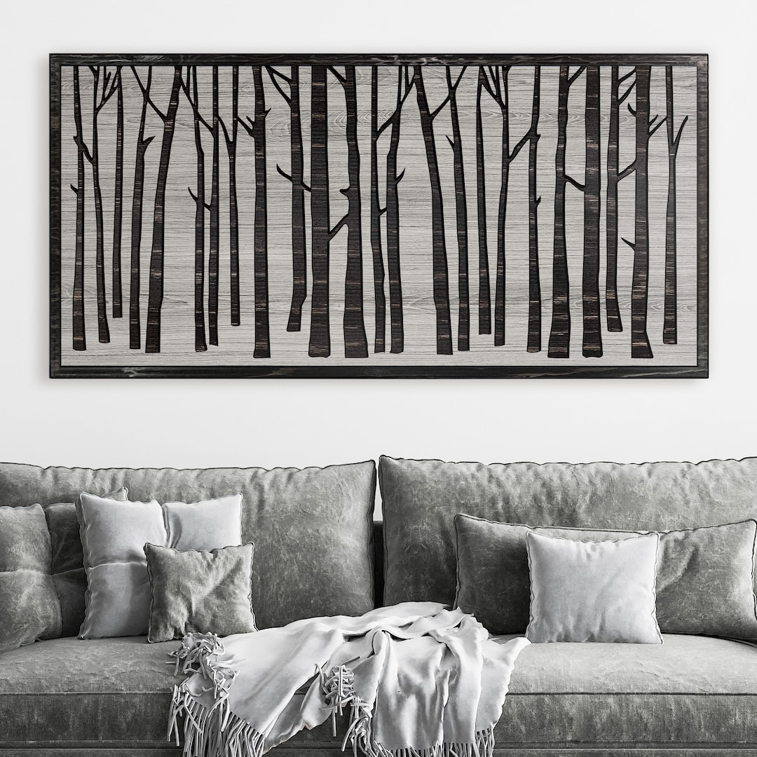 Birch Tree Wall Art - Carved Wood Wall Art - Nature Wall Art - Home and ...
