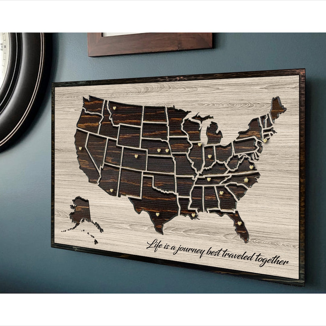 Map to Mark Travels, Map With Push Pins, US Map, Map of United States ...
