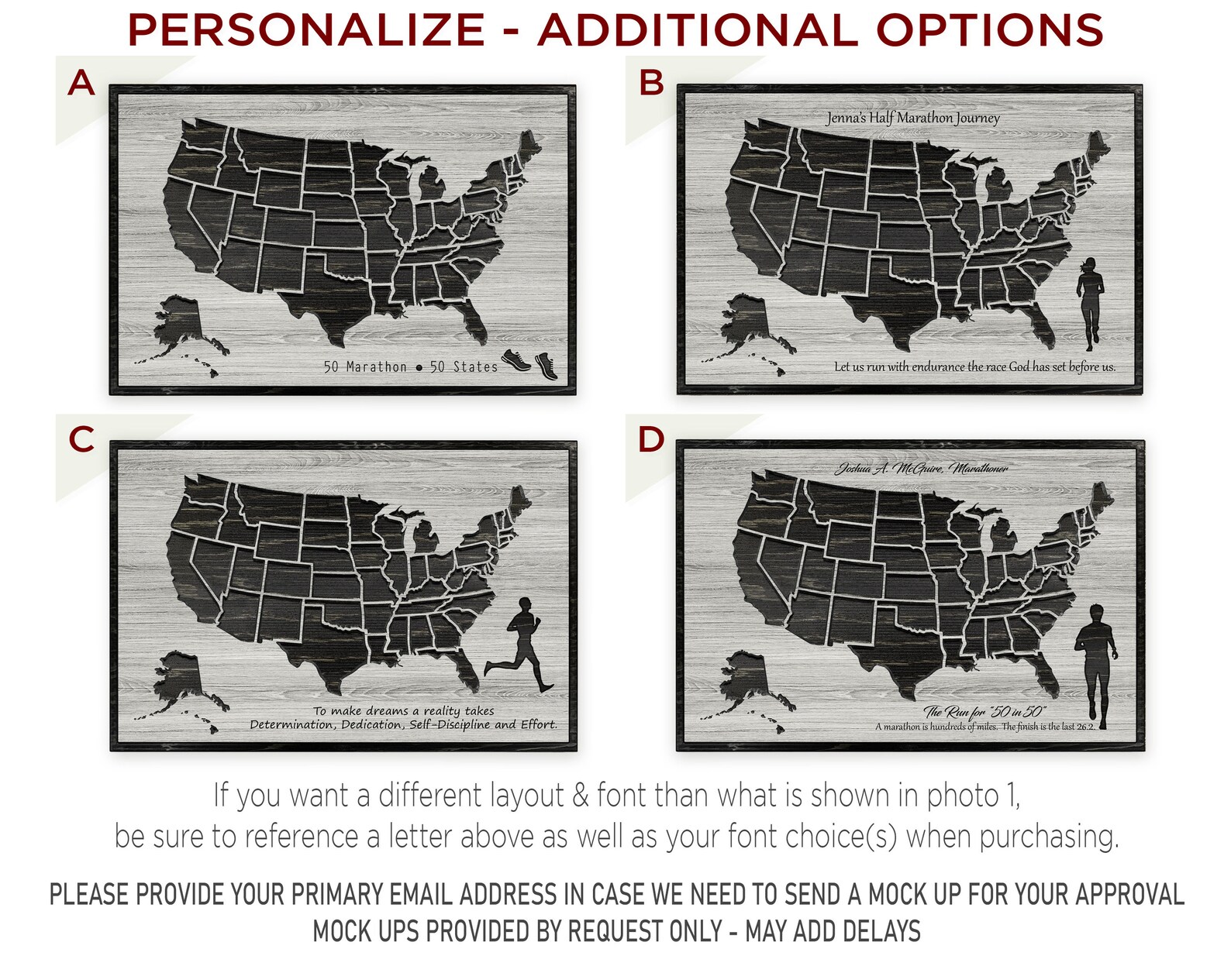 Running Map for Women Custom US Map for Marathon and Half | Etsy