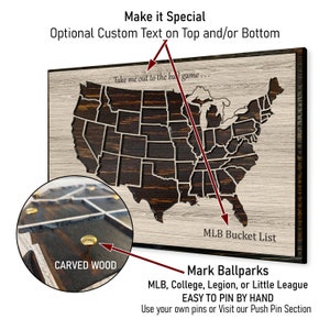 Baseball Bucket List Map, Major League Ball Park Tour Map, US Map ...