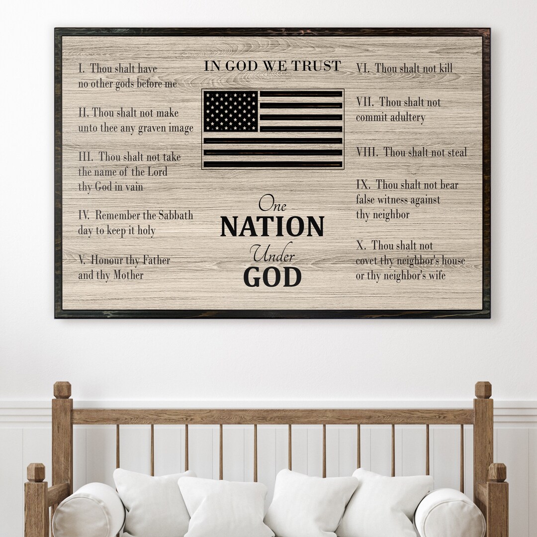10 Commandments American Flag Wood Wall Art - Carved Patriotic and ...
