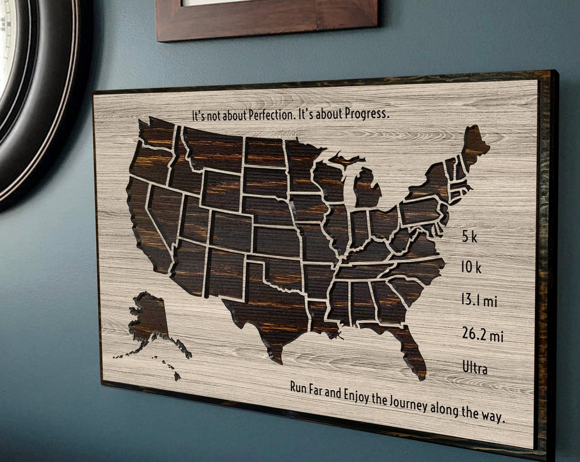 US Map for Athletes US Map for Runners Fun Run Map Custom | Etsy