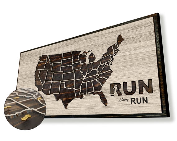 Running Map for Women Art for Female Athletes Custom US Map | Etsy